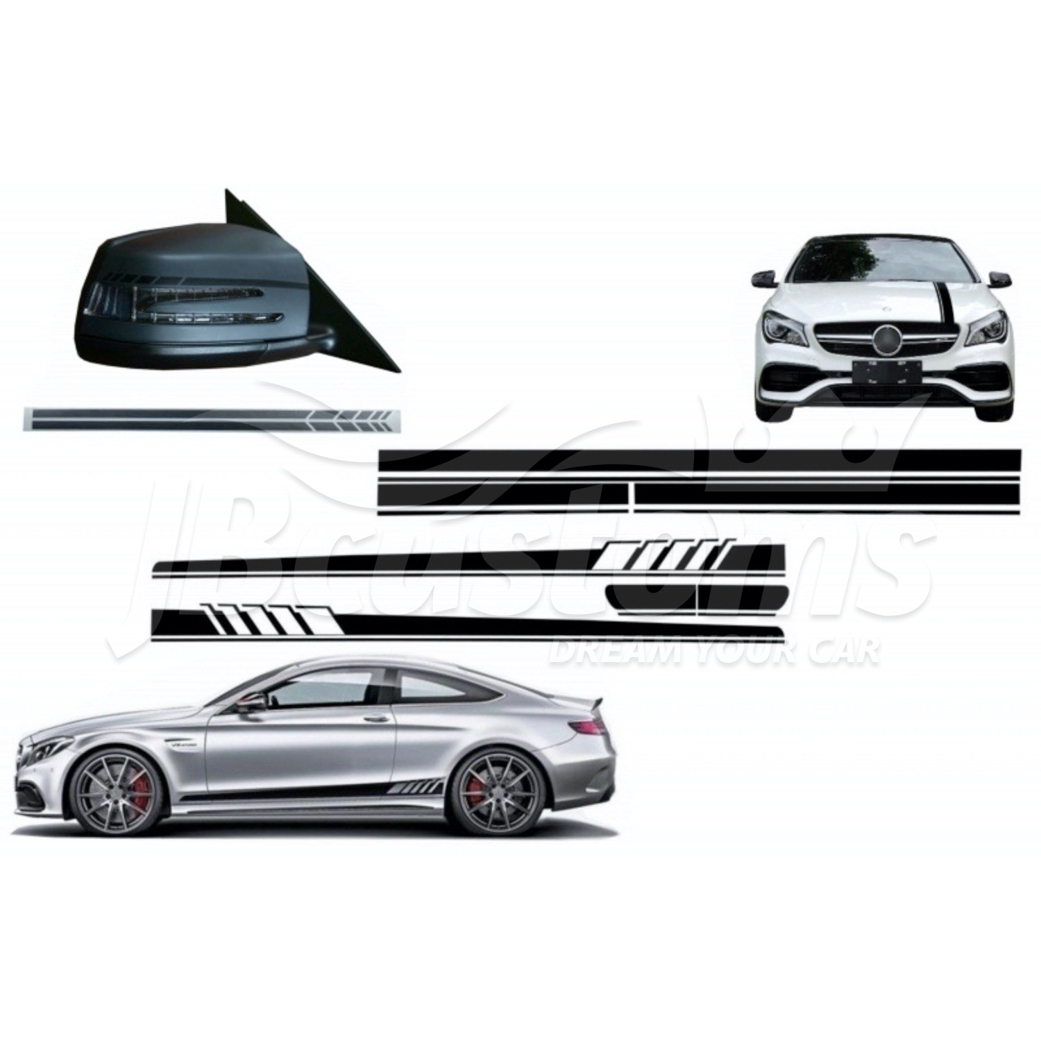 JBCustoms - Set Sticker Side Decals & Upper Bonnet Roof Tailgate ...