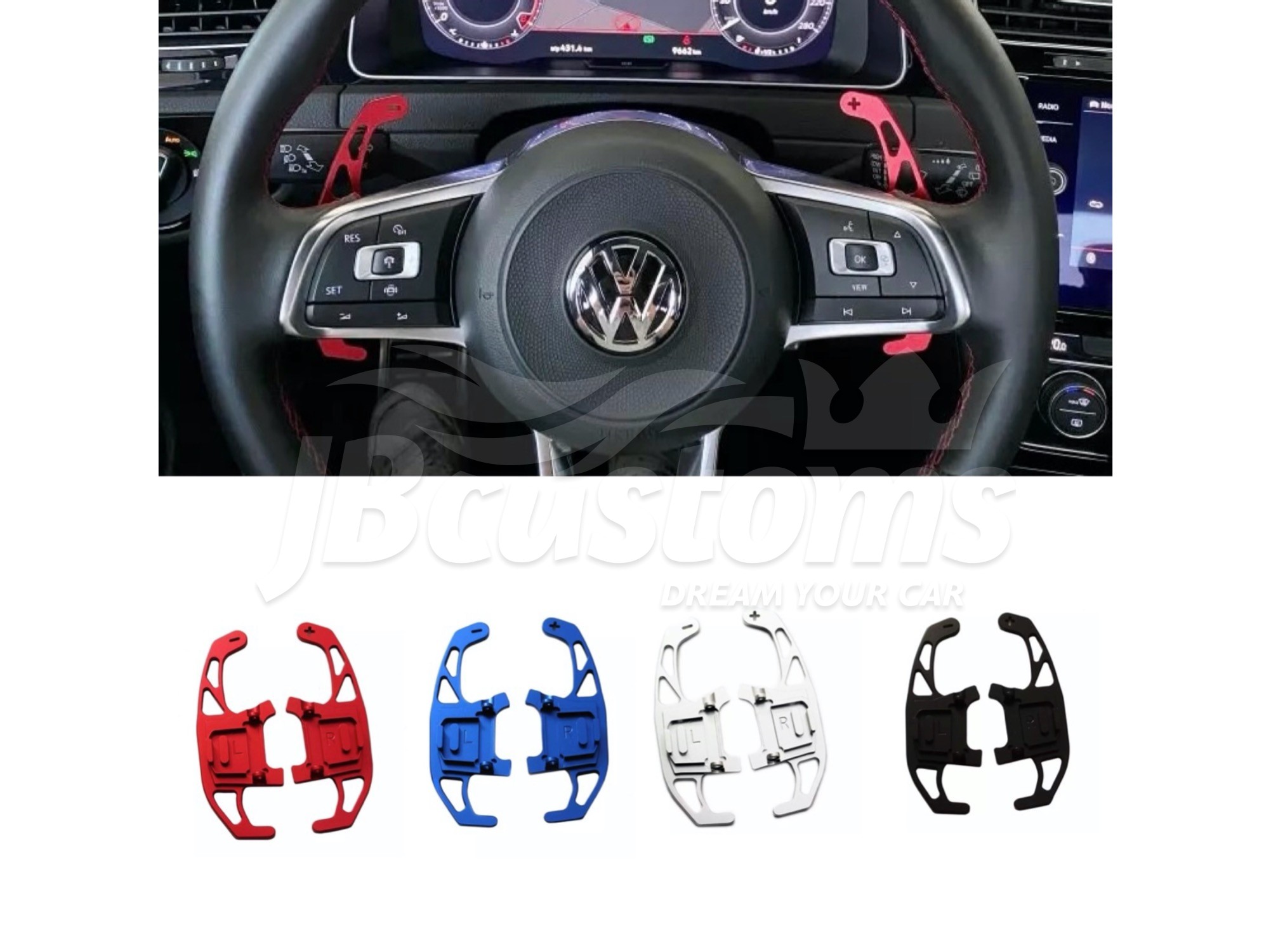 JBCustoms - Aluminum Paddle Shift Extensions for Volkswagen GTI / R ...