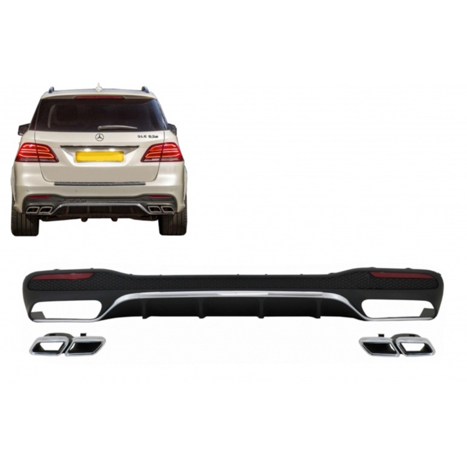 JBCustoms - Rear Bumper Air Diffuser suitable for Mercedes GLE W166 SUV ...