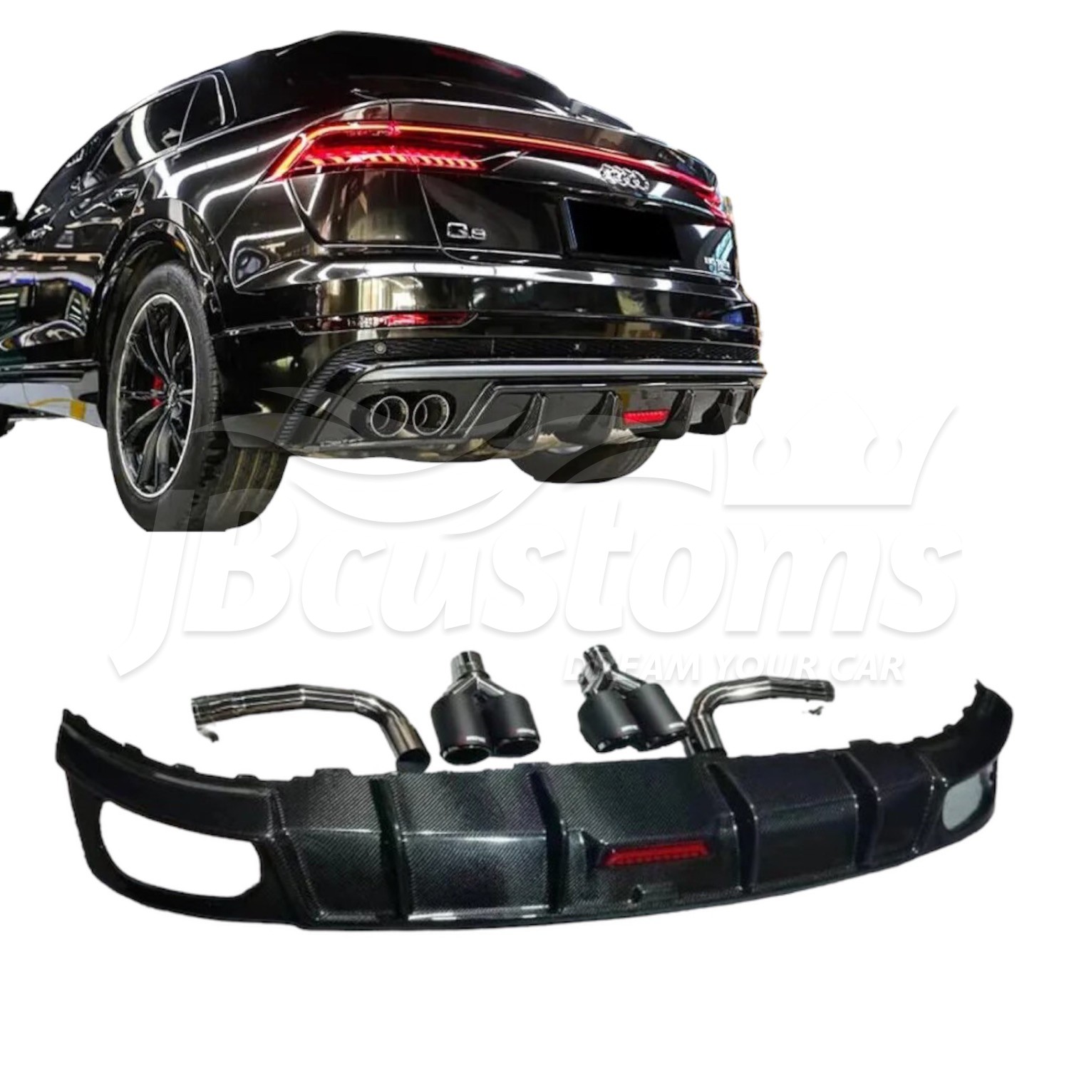 JBCustoms - Carbon Fiber Rear Diffuser Audi Q8